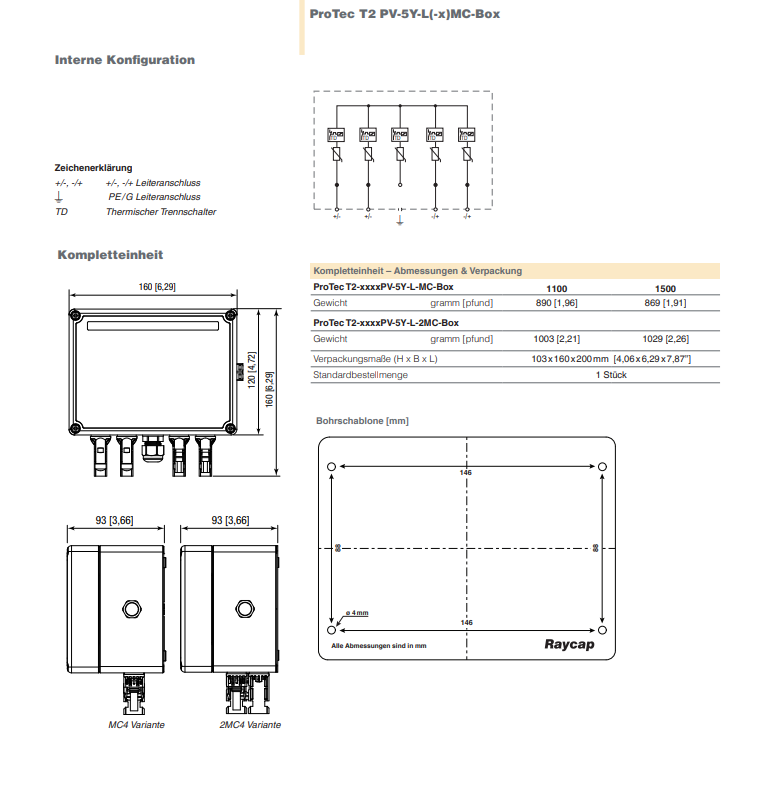 Raycap ÜSS ProTec T2 PV-5Y-L(-x)MC-Box Typ 2